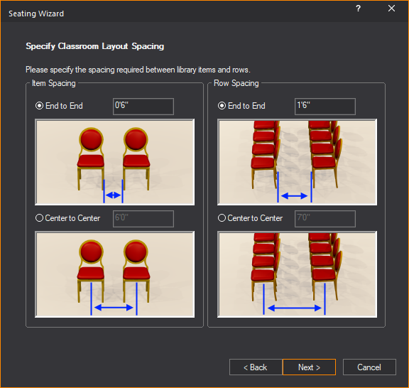 Drawing multiple chairs and tables